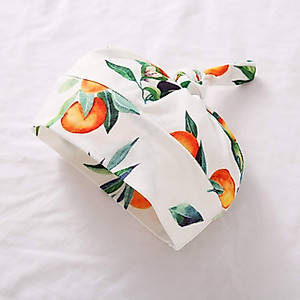 Moru Infant Baby Girls Cotton Sleeper Gowns Organic Cotton Floral Kimono Knotted Gown (Orange, 0-6 Months)