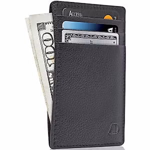 Access Denied Slim Minimalist Wallets For Men & Women - Leather Front Pocket Thin Mens Wallet RFID Credit Card Holder Gifts For Men