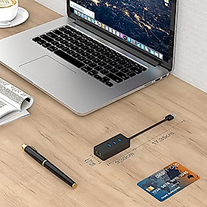 ICZI 3-Port USB 3.0 Hub with 10/100/1000 Gigabit Ethernet Adapter (RJ45 Gigabit Ethernet Converter), LED Indicator, for MacBook, MacBook Pro, MacBook Air, Surface 3/Pro 3/Pro4/Pro (2017) and More