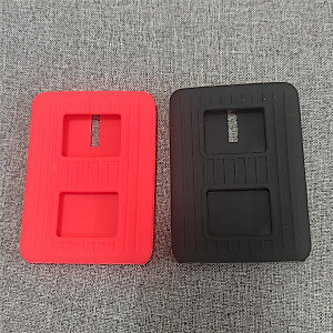 2 Pack Soft Silicone Protective Case Cover Sleeve Compatible with Toshiba Canvio Basics A5 1TB 2TB Portable External Hard Drive HDD, Shockproof dropproof Scratch Resistant Skin (Black+red)