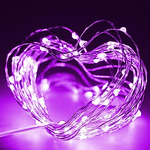 Twinkle Star 2 Set Halloween Fairy Lights Battery Operated, 33ft 100 Led String Lights Remote Control Timer Twinkle String Lights 8 Modes Firefly Lights for Garden Party Indoor Decor, Purple