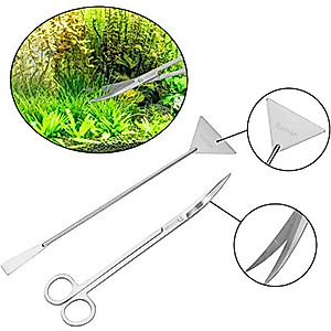Aquarium Plant Scissor Tweezers Spatula Tool - Fish Tank Tool Kits Stainless Steel Aquatic Plants Aquascaping Tools Set for Fish Starter Kits & Aquariums Tank(5 in 1)