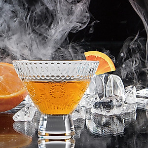 Wongblee 6Pcs Stemless Martini Glasses, 8.5oz Vintage Cocktail Glasses, Glass Dessert Cups for Home Bar, Restaurant, Party