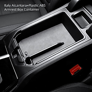 Alfanxi Center Console Organizer Tray Alcantara Material Armrest Storage Tray Box Compatible with 2018-2023 BMW X3 G01 X4 G02 IX3 (Grey)