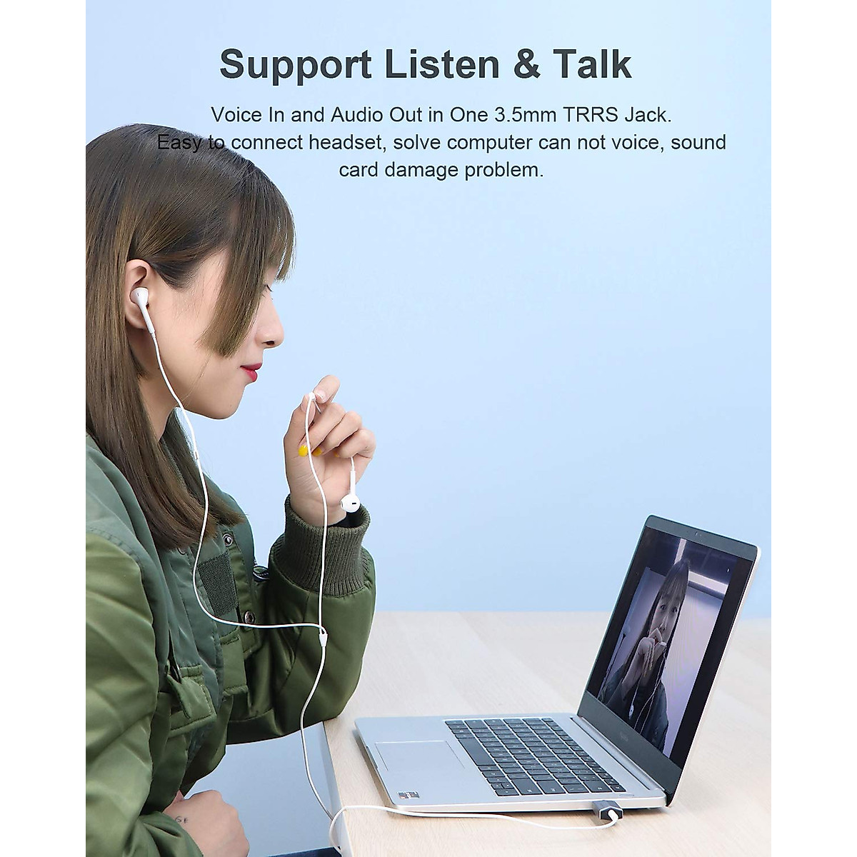 Hagibis USB External Sound Card Adapter Alloy 2 in 1 USB to 3.5mm AUX TRRS Headphone and Microphone Jack Audio Adapter Mic Stereo Sound Card for Windows, Mac, PC, Laptops, Desktops, PS4, PS5 (Grey)