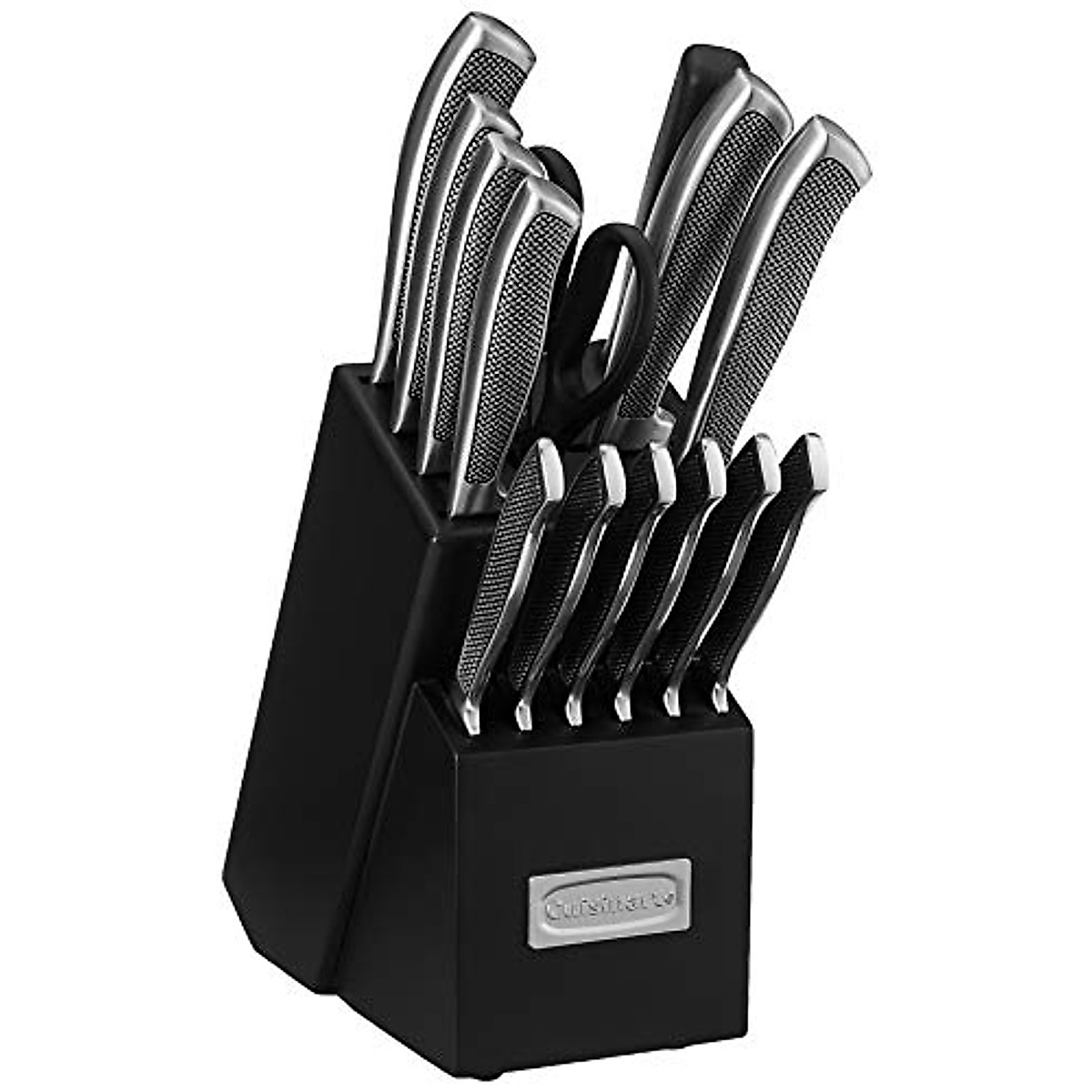 15 Piece Kitchen Knife Set with Block by Cuisinart, Cutlery Set, Graphix Collection, Stainless Steel, C77SS-15P & CTG-00-BCR7 Barrel Crock with Tools, Set of 7