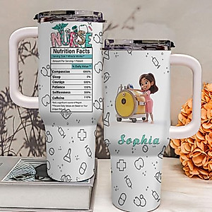 Personalized Nurse Tumbler 40oz -hyperbaric medicine-Custom Name Insulated Travel Mug with Handle & Straw, Gift for Nurses, Medical Workers, Appreciation, Mother's Day ilbGDi