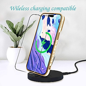 Fiyart Designed for iPhone 15 Plus Case Cute Love Plating for Women Girls with Screen Protector Camera Protective Luxury Electroplated TPU Phone Cover for iPhone 15 Plus 6.7 -White