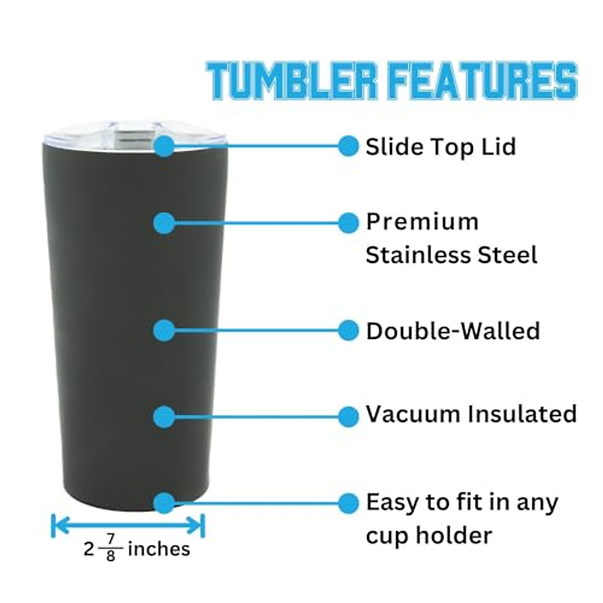 Decorvo Officially Licensed Collegiate Stainless Steel Tumbler - Double Walled Insulated Travel Thermos with Slide Lid - 18 oz (Alabama - Black)