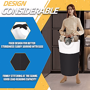 LilyFantasy 90L Laundry Basket, Collapsible Laundry Hamper with Padded Handles, Waterproof Laundry Bag, Tall Clothes Hamper Stand Up Well, Foldable Laundry Baskets for Easy Storage(Black)