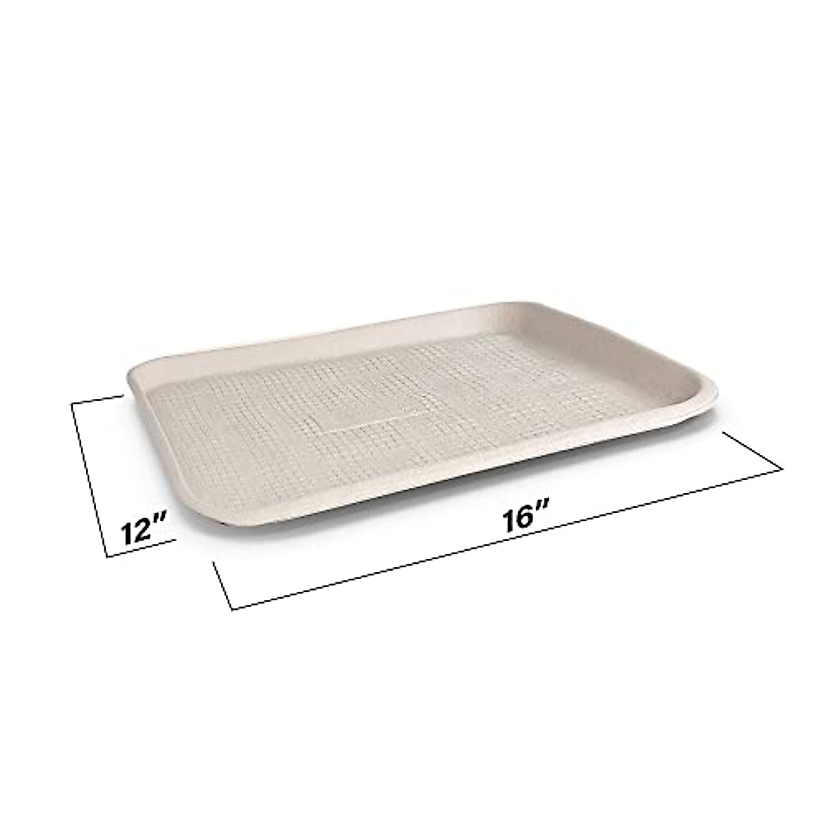 White Rectangular Molded Fiber Pulp Cafeteria Style Food Tray Size of 12”x 16” by MT Products (15 Pieces) - Made in The USA