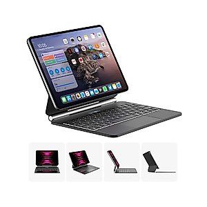 Magic Keyboard Case Compatible with iPad Air 11-inch (M2) 2024, iPad Pro 11(4th/3rd/2nd/1st) Gen 2022, iPad 10.9-inch Air 4/5th Generation with Battery Display, Magnetic Smart Keyboard Folio Black