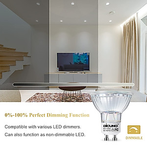 DiCUNO GU10 LED Bulb Dimmable, Daylight White 5000K, 60W Equivalent, High Brightness 700LM, MR16 GU10 LED Bulb for Track Lighting, 6W Light Bulb with 120° Beam for Kitchen, Range Hood, Pack of 6