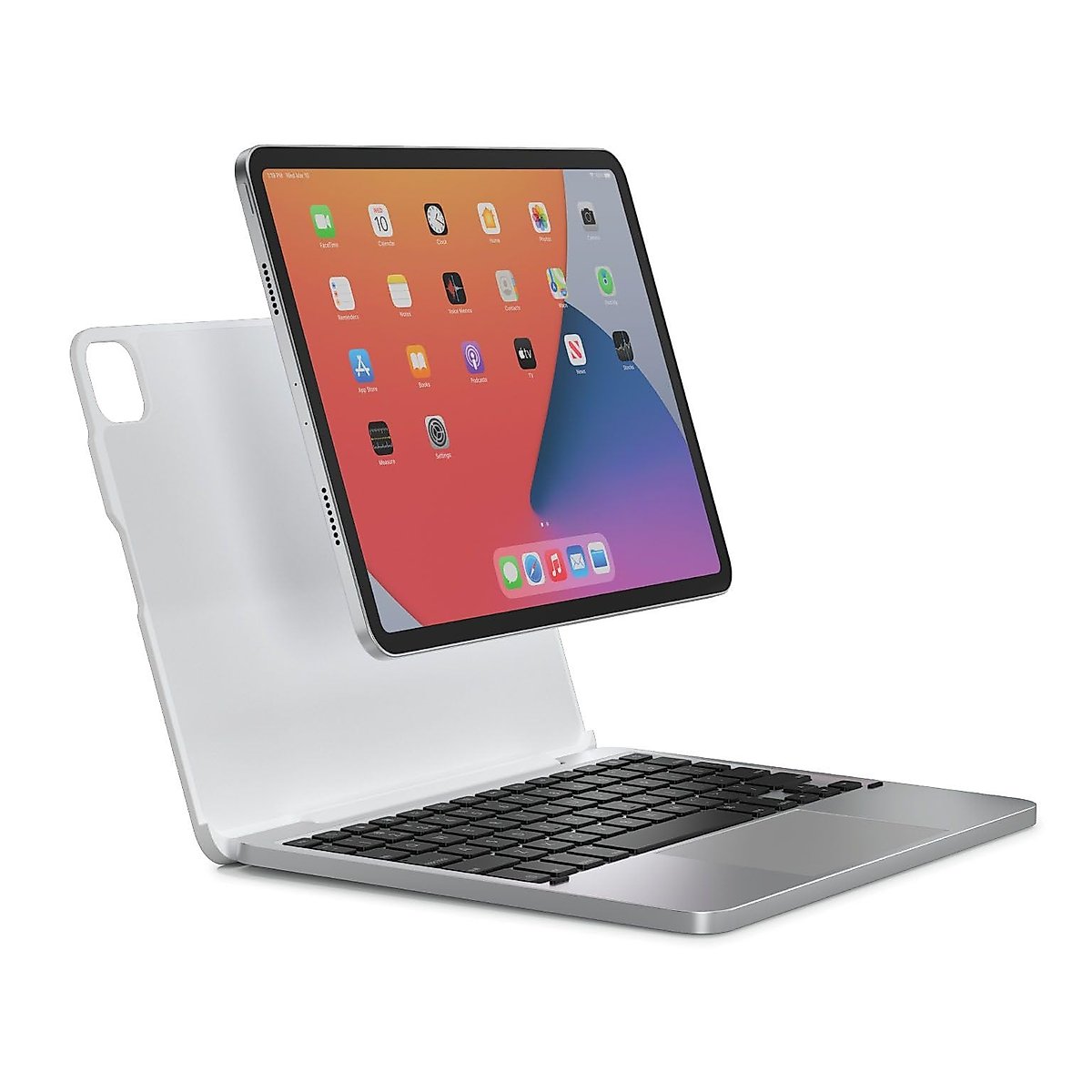 Brydge 11 MAX+ Wireless Keyboard Case with Multi-Touch Trackpad for iPad Pro 11" & iPad Air 11", White Magnetic SnapFit Case, Silver Keyboard