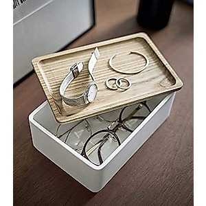 Yamazaki Accessory Box Home | Polystone | Jewelry Organizer, One Size, Ash