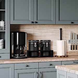 Yangbaga 304 Stainless Steel Coffee Containers with Shelf,2 x 66 FLOZ Coffee Bean Storage with Airtight Locking Clamp and Spoon, Large Capacity Food Storage Jar for Kitchen