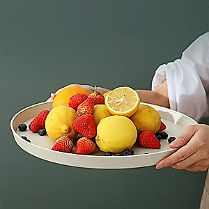 2 Pack Round Plastic Serving Tray Platter, 13 Inch Lightweight Wheat Straw Food Tray, Tea Tray for Party, Reusable Restaurant Fast Food Holder for Cup Cake Snack Fruits (Pink)