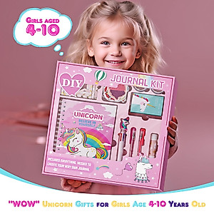 homicozy DIY Journal Kit for Girls,Unicorn Gifts for Girls Age 3-10 Years Old,Art Craft & Supplies for Kids Age 4-10,Scrapbook &Diary Supplies Set,Cute Stationery,Girls Birthday Ideas Gifts Toys