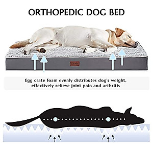 Western Home Dog Beds for Large Dogs, Orthopedic Egg Crate Foam Dog Bed with Removable Washable Waterproof Cover, Dog Mattress for Crate Bed with Nonslip Bottom Pet Bed for Extra Large and Medium Dogs