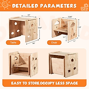 Montessori Weaning Table and Chair Set with Built-in Chalkboard,3 in 1 Solid Wooded Toddler Table and Chair,Kids Activity Table Set for Aged 1-3,Kids Montessori Furniture for Painting Learning Playing