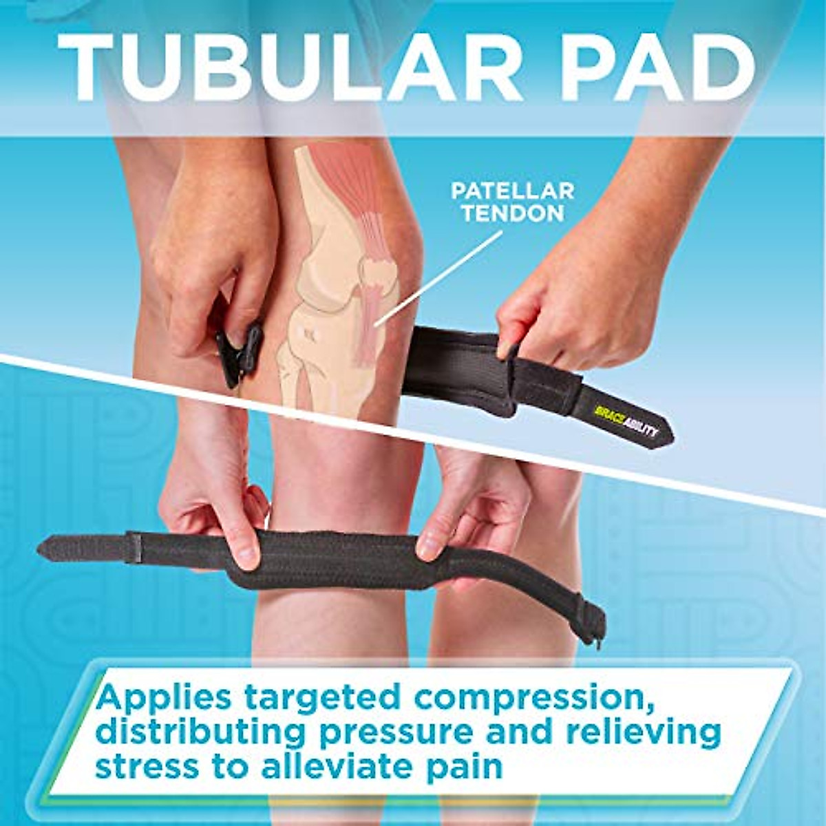 BraceAbility Kids Knee Band | Child Osgood Schlatter Strap for Jumpers Knee, Patella Tendonitis, Youth Sports Brace with Pad for Running, Soccer, Volleyball & Basketball (Small)