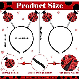 Yunlly 6 Pcs Ladybug Costume Accessories - Sequined Boppers, Red Sequin Head Accessory for Halloween Cosplay Party Favors - Men's and Women's Party Accessories