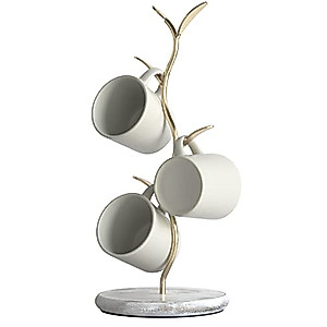 Coffee Mug Holder,Mug Rack Countertop,Leaf Shaped Mug Tree for Counter,Coffee Tea Cup Mug Holder Stand for Countertop,Perfect Coffee Bar Accessory & Kitchen Home Organizer Gold (Mug Not Included)
