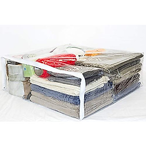 Vinylpac Clear Plastic Zippered Storage Bags 23 x 23 x 8 Inch 5-Pack