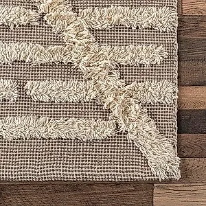 nuLOOM Kandice Contemporary Trellis Wool Blend Area Rug, 8x10, Beige