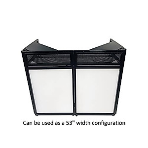 Mega 73" Wide DJ Event Facade White/Black Scrim Booth Two Top Corner Table Tops Largest DJ Facade Booth Available! Lightweight Aluminum