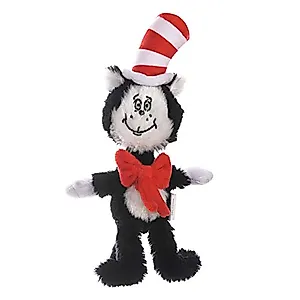 Dr. Seuss for Pets The Cat in The Hat Figure Plush Dog Toy | Small Dog Toys, 6 Inch Dog Toy The Cat from The Cat in The Hat | Red, White, and Black Stuffed Animal Dog Toy from Dr Seuss Collection