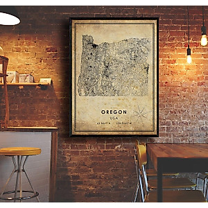 Oregon Vintage Map Print Oregon Map USA State Map Art Oregon City Road Map Poster Vintage Gift Map