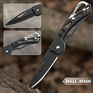 QZL EDC Pocket Knife for Men, Small Folding Keychain Knife with clip, Stainless Steel Knife Box Cutter for Women, Pocket Knives for Outdoor Camping Hiking, Mens Gift