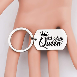 Gzrlyf Bingo Keychain Bingo Queen Bingo King Bingo Lovers Gifts Funny Bingo Gifts for Bingo Players (Bingo Queen)