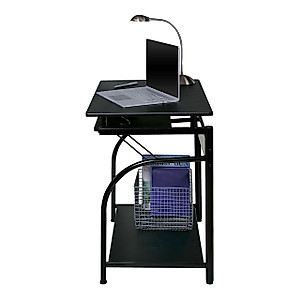 OneSpace Stanton Computer Desk with Pullout Keyboard Tray, Black