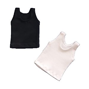 SSbeauty M 1/6 Custom Scale T-Shirt Sleeveless Vest Clothes for 12" Male & Female Action Figure Doll Clothes Toy (Black + White)
