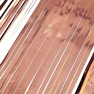 Tableclothsfactory 30" x9FT Metallic Foil Fringe Table Skirt, Self Adhesive Party Table Skirt - Blush | Rose Gold