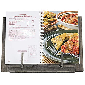 MyGift Rustic Gray Wood Cookbook Stand - Adjustable and Foldable Reading Book Recipe Binder & Tablet Holder