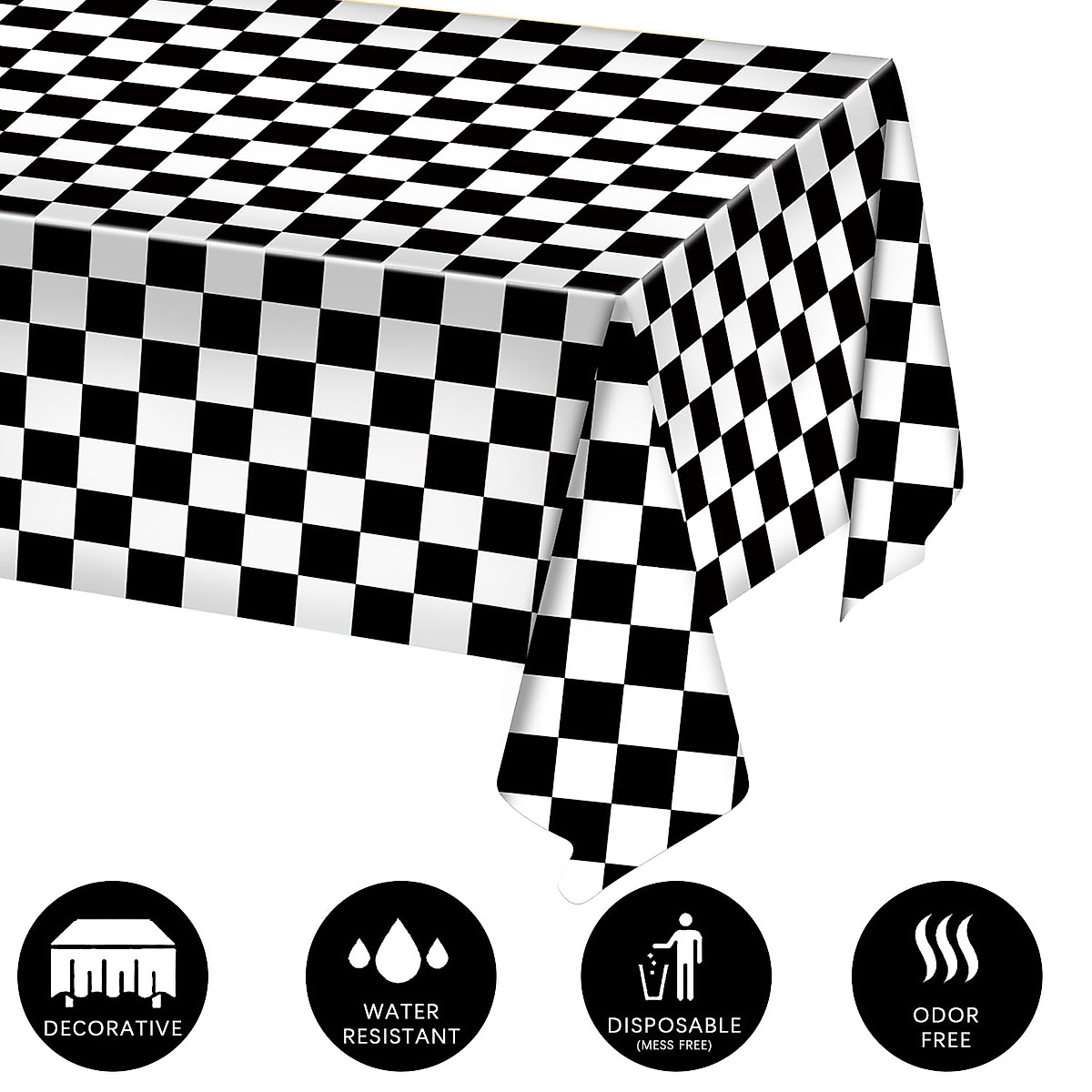 Oigco 3 Pack Black and White Checkered Tablecloths Race Car Theme Party Tablecloths for Motor Racing Birthday Party Decorations Racing Party Favours Supplies, 54" x 108"
