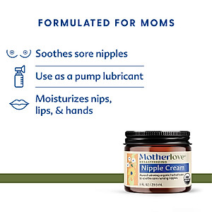 Motherlove Nipple Cream (1 oz) Organic Lanolin-Free Nipple Cream for Breastfeeding—Benefits Nursing & Pumping Moms