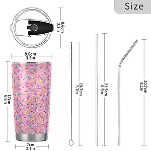 innewgogo Pink Donut Glaze 20 oz Stainless Steel Vacuum Insulated Tumbler for Women Men Reusable Water Bottle with Leak-proof Lid & Straw Thermal Cup for Home Office School Gym Water Iced Tea Coffee