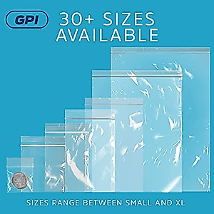 GPI - 6" X 4" 500 Count, 2 Mil Clear Reclosable Zip Plastic Poly Bags with Resealable Lock Seal Zipper for Snack, Candy, Nuts, Cookies, Sewing Supplies, Beads.