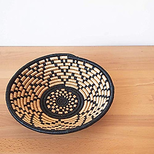 African Basket- Kitale/Rwanda Basket/Woven Bowl/Sisal & Sweetgrass Basket/Black, Tan
