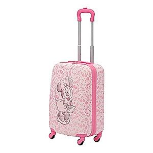 FUL Disney Minnie Mouse 21 Inch Kids Rolling Luggage, Hardshell Carry On Suitcase with Wheels, Pink - Floral