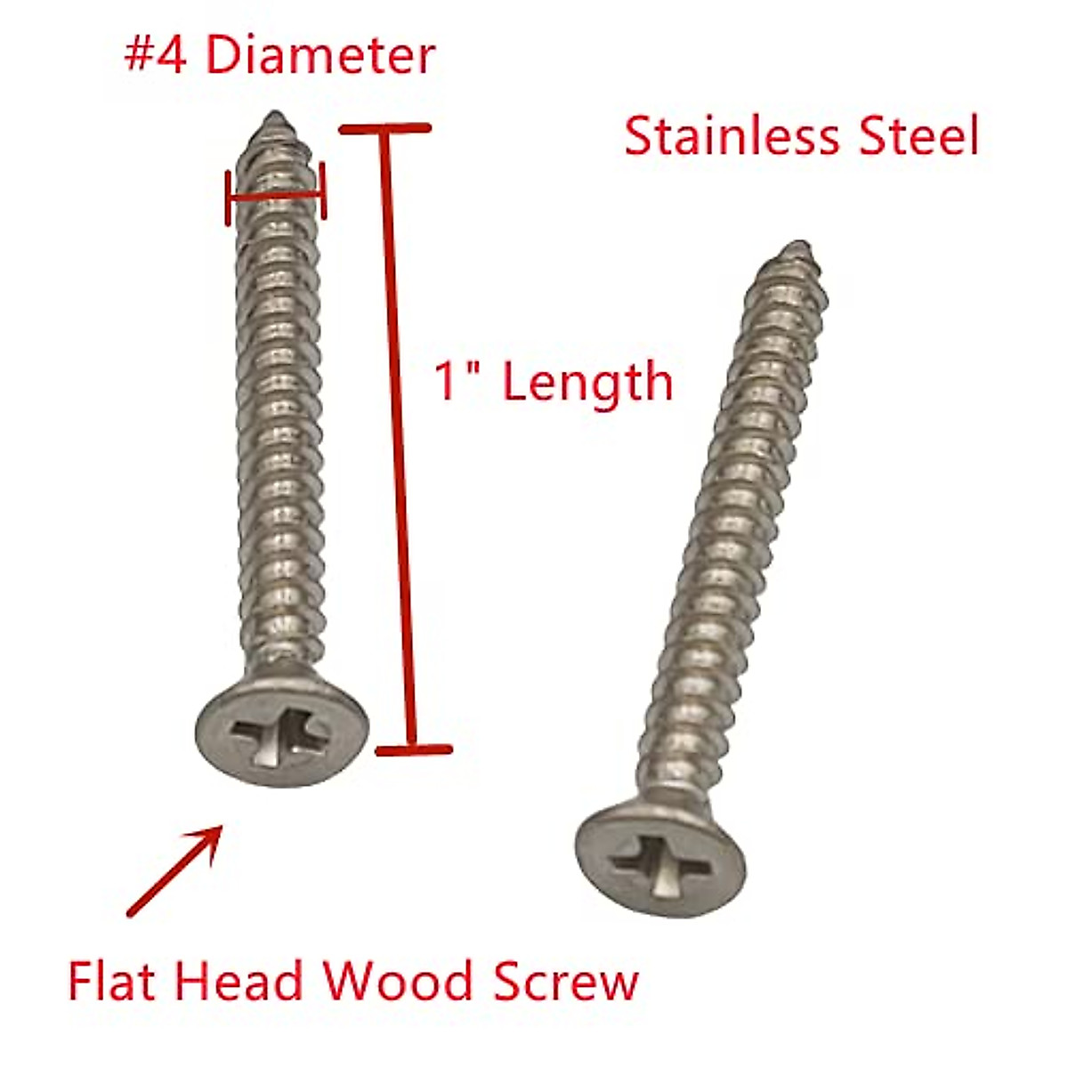 Wood Screw 18-8 (304) Stainless 100pk (#4 x 1 Wood Screw 18-8 (304) Stainless 100pk)