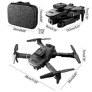 GBSELL 4K Dual Camera Drone, UAV HD 4K Aerial Photography Dual Camera Remote Control Quadcopter Boy Folding Model Aircraft Toy, Intelligent Obstacle Avoidance (Black)