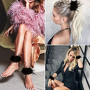 LIU JUN Women's Feather Snap Bracelets Feather Slap Bracelet Circle Wristband Cuff Sleeves Snap Bangle Hair Accessories(1pcs black)