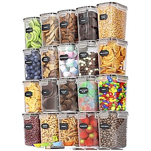 Chef's Path Airtight Plastic Food Containers with Lids - 20 Pack (1.6 Liter Each) - Durable Kitchen and Pantry Storage for Cereal, Rice, Pasta, Sugar - Airtight Food Storage Containers