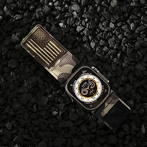 Tefeca Fortitude Series USA Flag Ultrawide Band Compatible with Apple Watch Ultra 2/Ultra 49mm, Series 10 46mm, Series 9/8/7 45mm, SE2/SE/6/5/4 44mm(Camo, XL for 49mm/46mm/44mm/49mm)