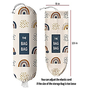 XIKAINUO Funny Rainbow Pattern Kitchen Grocery Bag Storage Holder, Washable Canvas Grocery Shopping Bags, Hanging Trash Bag Dispensers, Home Kitchen Bathroom Farmhouse Decor for Women Mom Grandma Gift